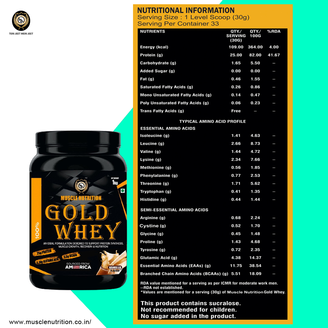 Muscle Nutrition 100% Gold Whey Protein (1kg) Chocolate